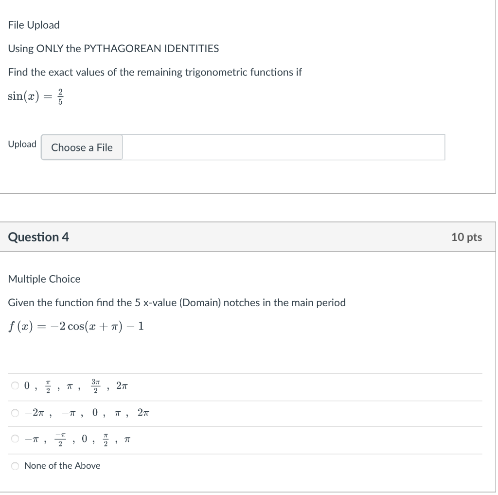 Solved File Upload Using ONLY the PYTHAGOREAN IDENTITIES | Chegg.com