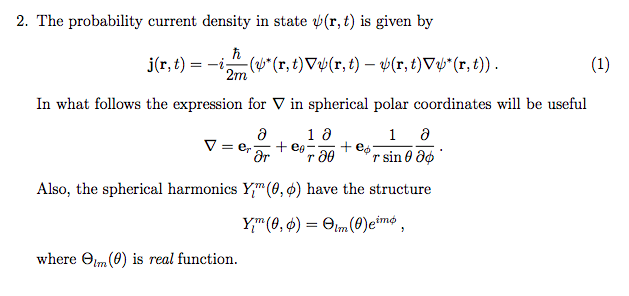2. The probability current density in state v(r,t) is | Chegg.com