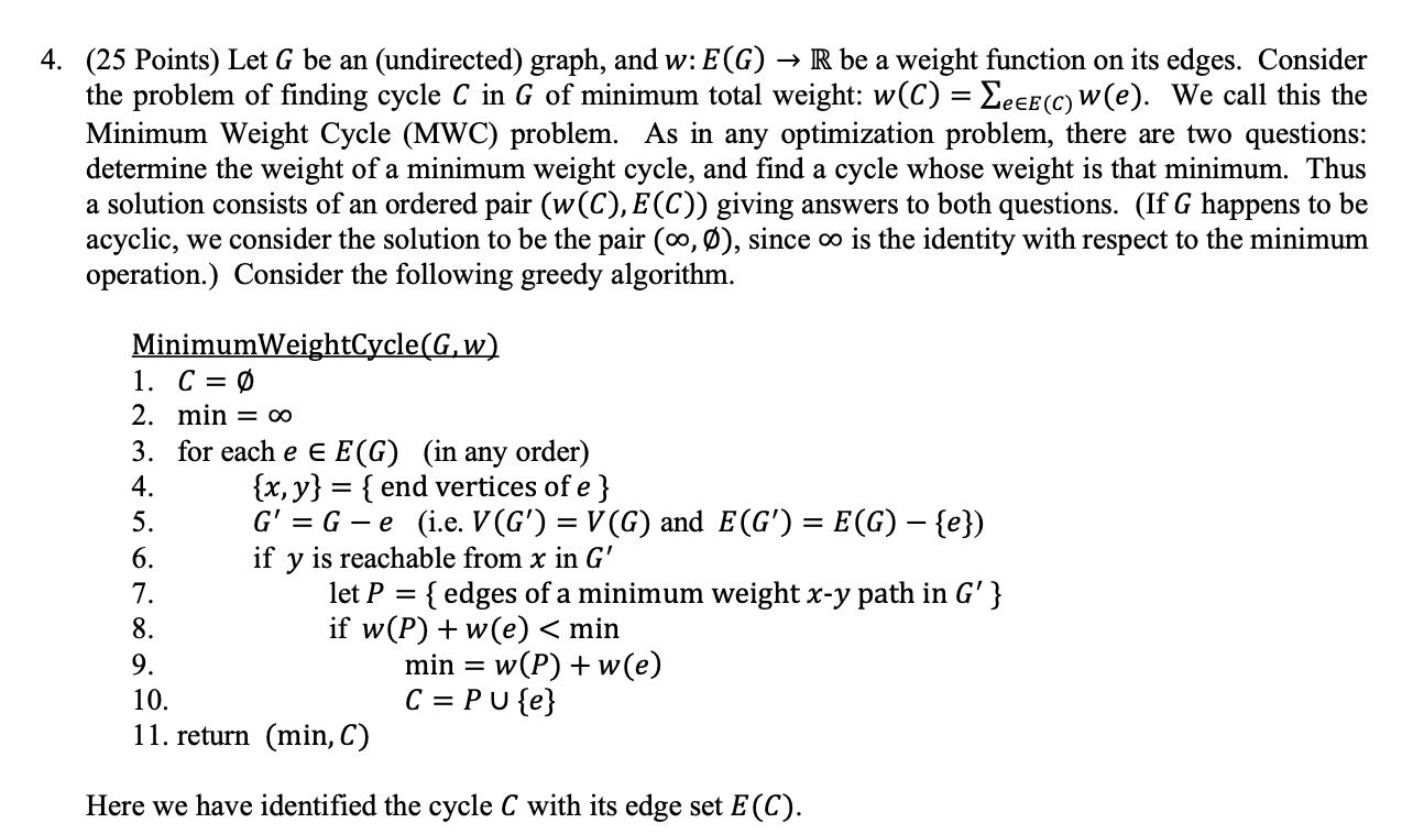Solved (25 Points) Let G be an (undirected) graph, and | Chegg.com