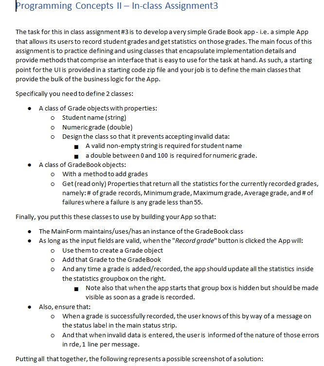 Solved Programming Concepts II – In-class Assignment3 The | Chegg.com