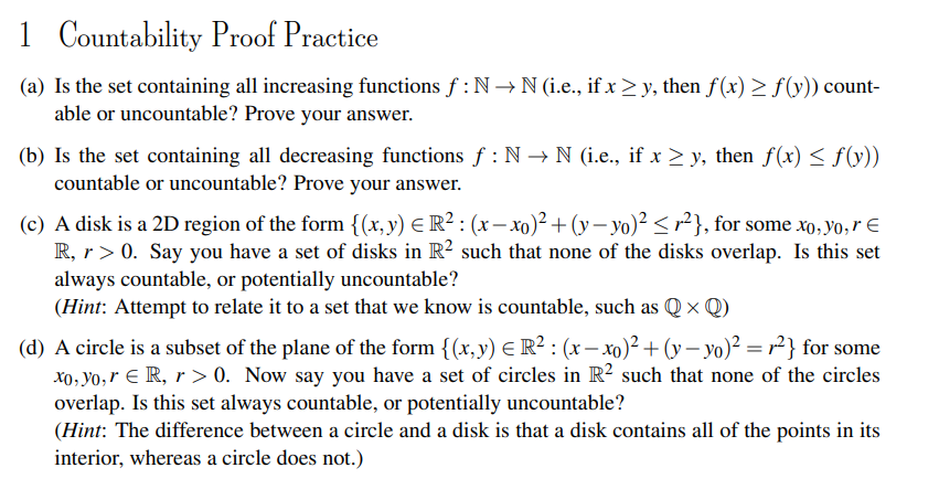 Solved 1 Countability Proof Practice (a) Is the set | Chegg.com