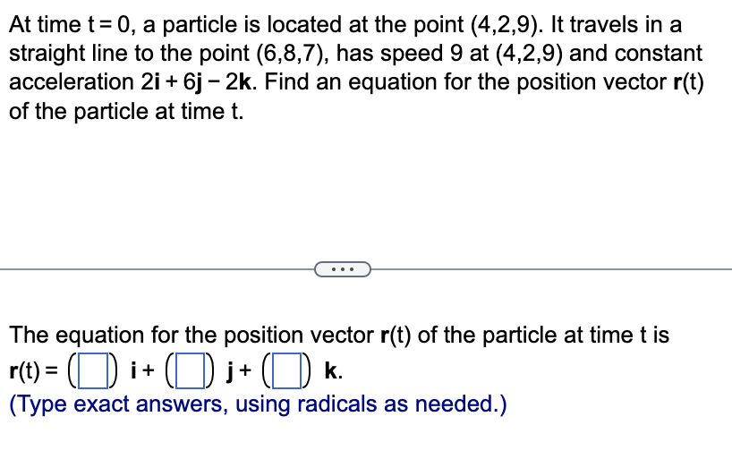 Solved At time t=0, a particle is located at the point | Chegg.com