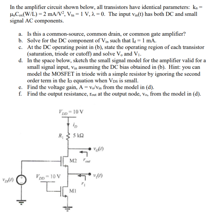 In the amplifier circuit shown below, all transistors | Chegg.com