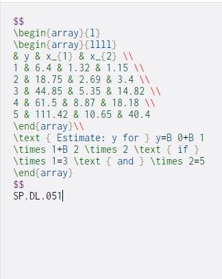 Solved $$ \begin{array}{1} \begin{array}{llll) & y & x_{1} & | Chegg.com