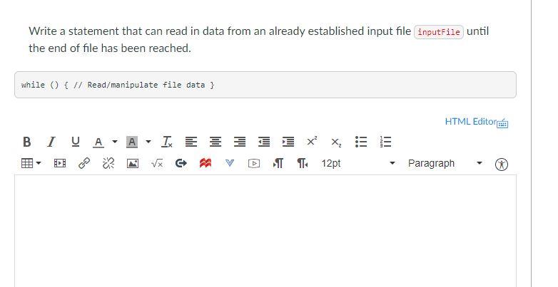 Solved Write a statement that can read in data from an | Chegg.com