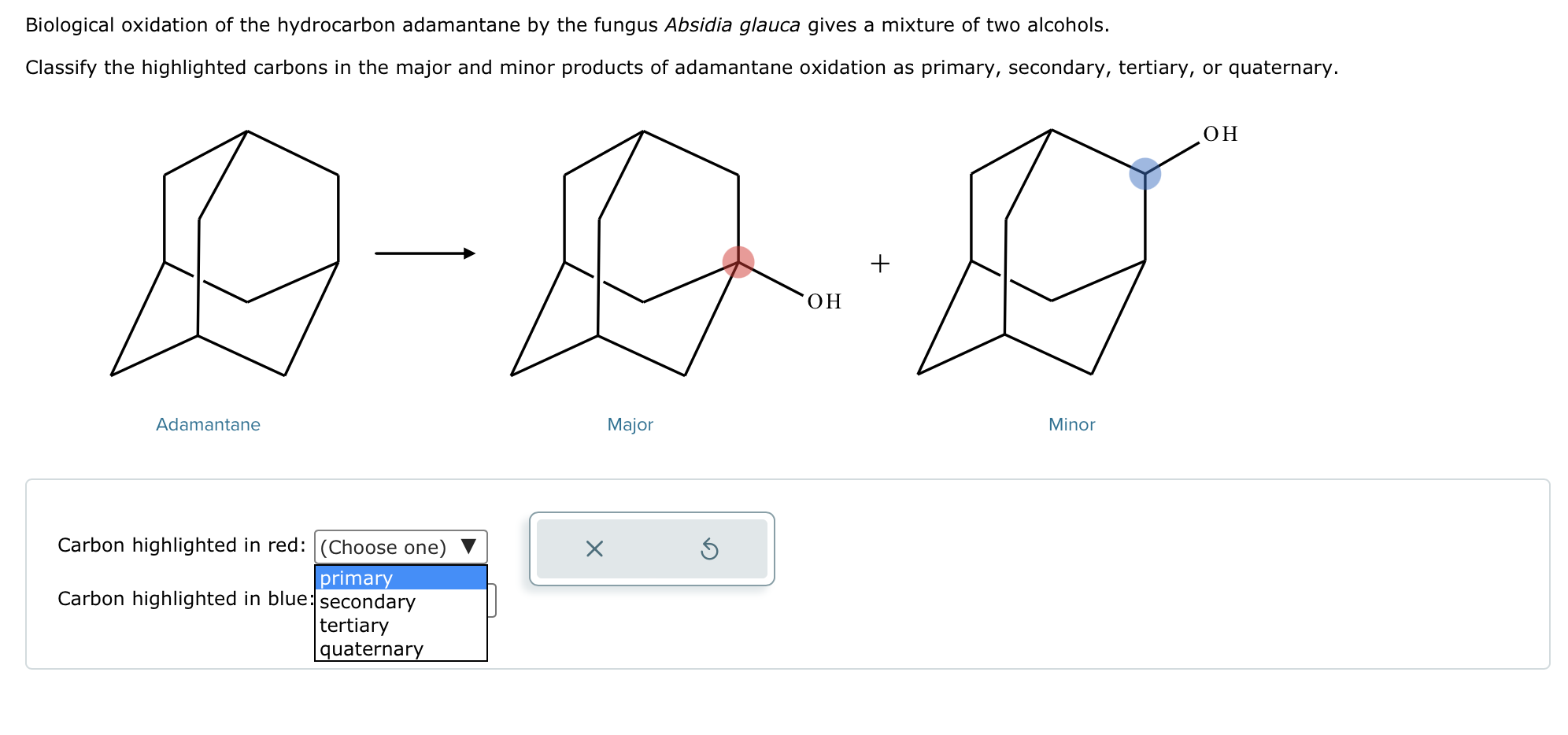 Solved Biological oxidation of the hydrocarbon adamantane by | Chegg.com