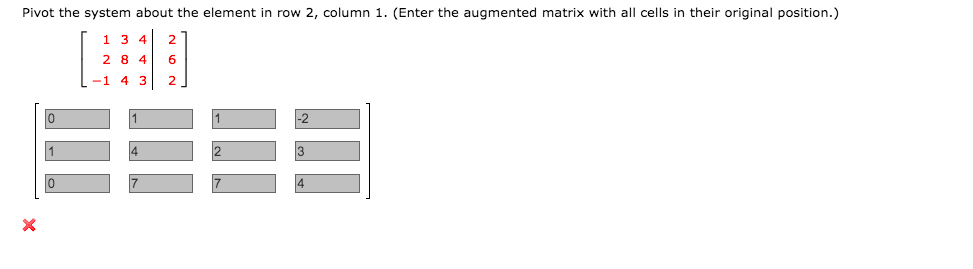 Solved Pivot the system about the element in row 2, column | Chegg.com