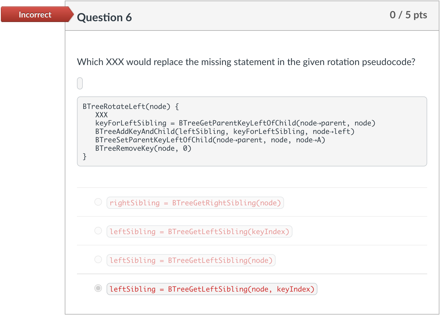 Solved Question 6Which xxx ﻿would replace the missing | Chegg.com