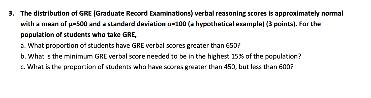 Solved 3. The distribution of GRE (Graduate Record | Chegg.com