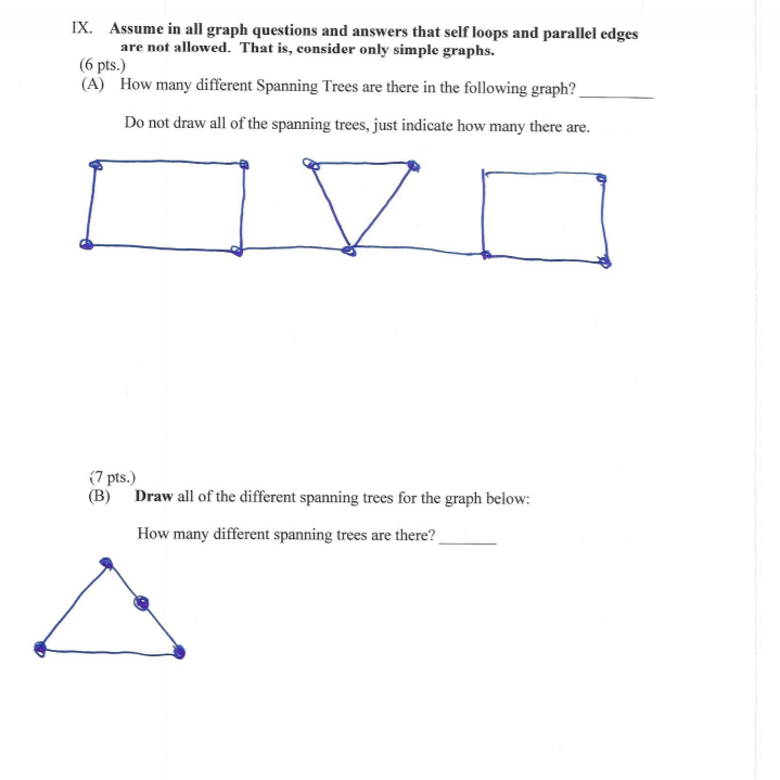 Solved IX. Assume in all graph questions and answers that | Chegg.com