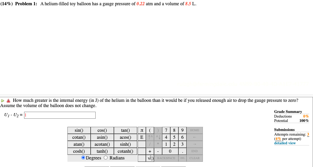 Solved (14\%) Problem 1: A helium-filled toy balloon has a | Chegg.com