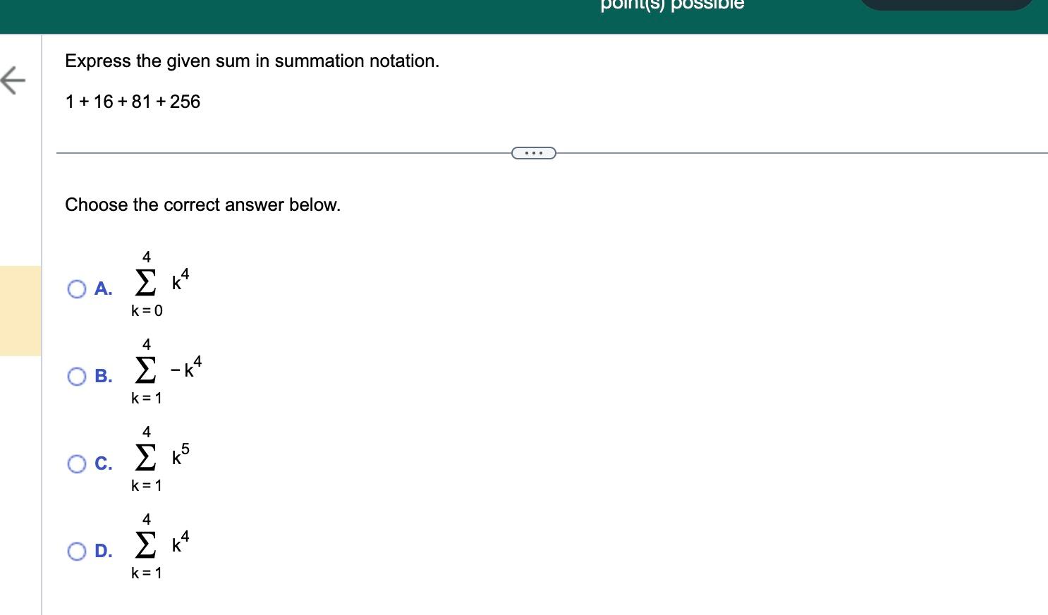 Solved Express the given sum in summation notation. | Chegg.com