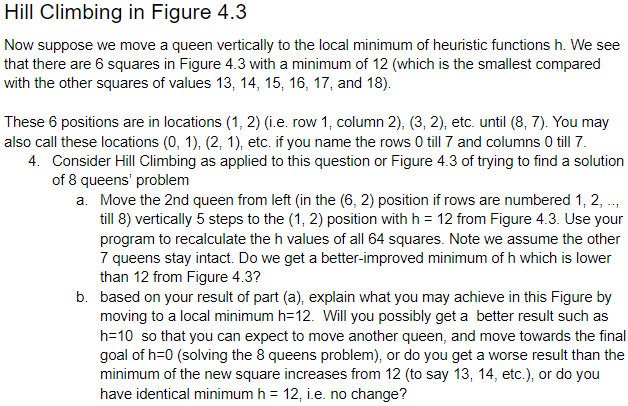 Solved Hill Climbing in Figure 4.3 Now suppose we move a | Chegg.com