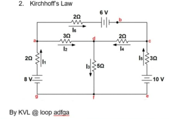 Solved 2. Kirchhoffs Law 6 V 20 16 30 20 12 14 20 15 30 ni | Chegg.com