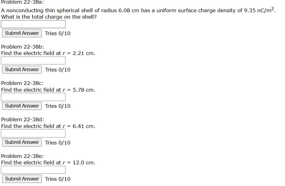 Solved Problem 22-38a:A nonconducting thin spherical shell | Chegg.com