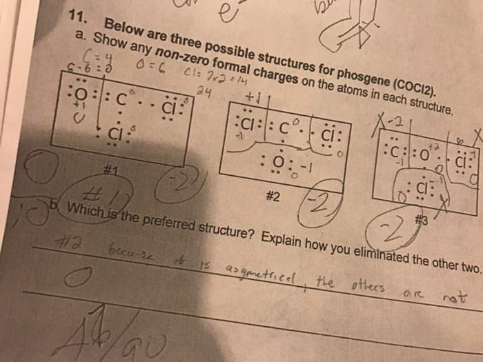 Solved Below are three possible structures for phosgene | Chegg.com