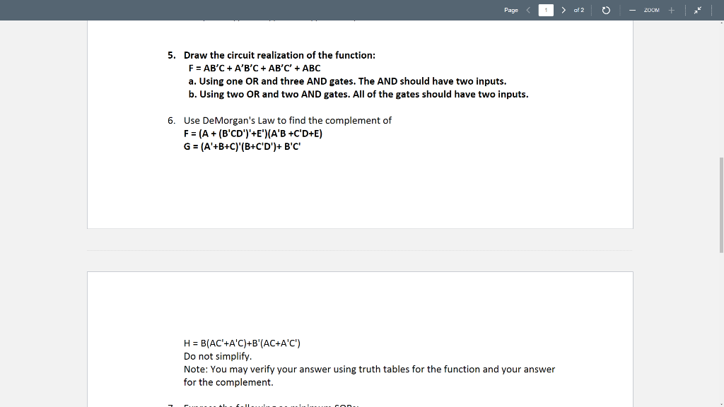 Solved 5. Draw the circuit realization of the function: F=A | Chegg.com