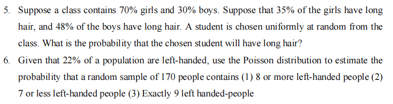 Solved 5. Suppose a class contains 70% girls and 30% boys. | Chegg.com
