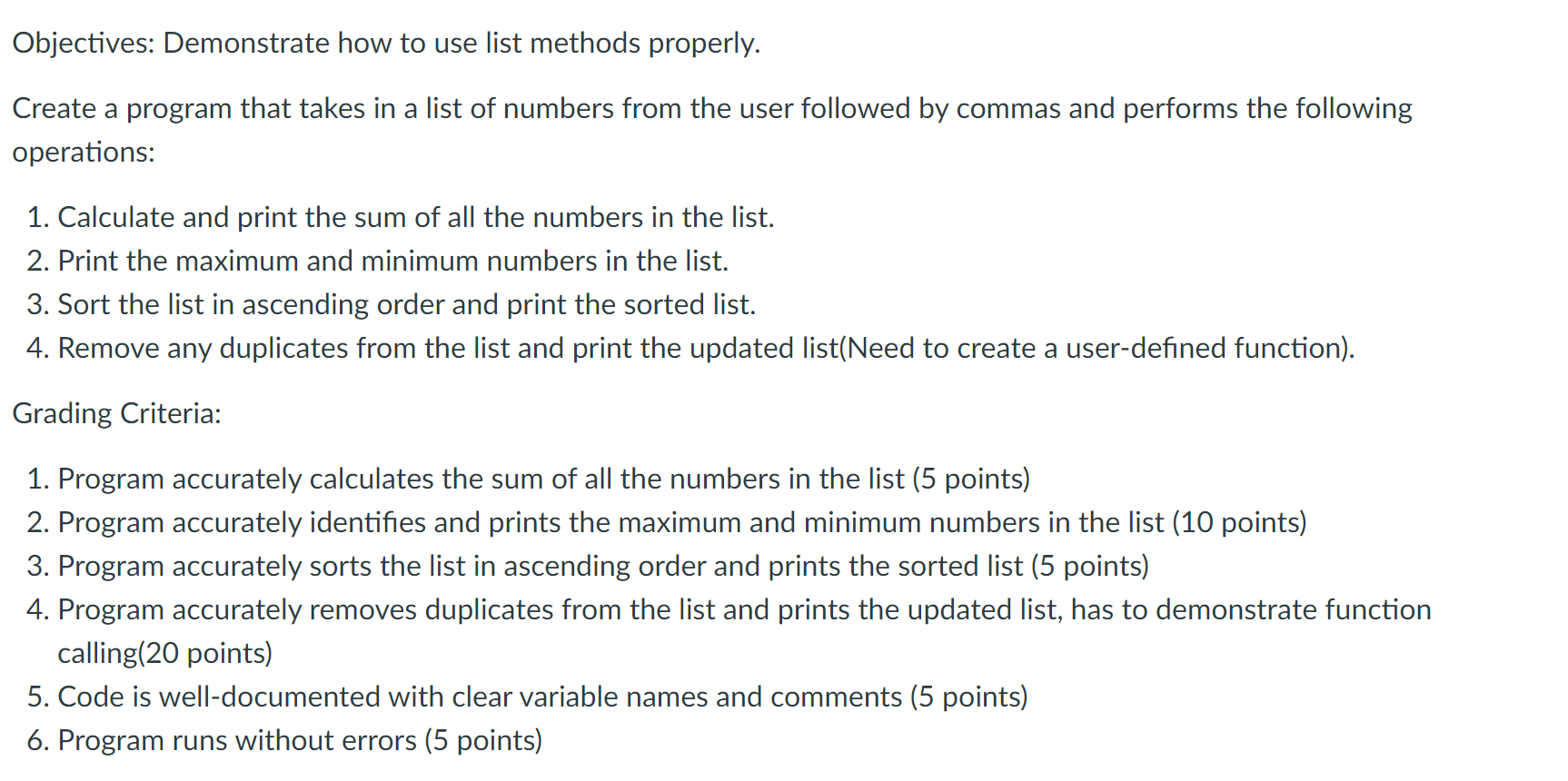 Solved Python Objectives Demonstrate How To Use List