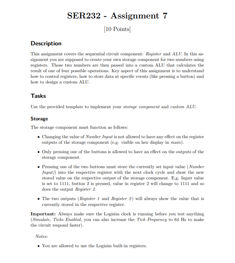 SER232 - Assignment 7 (10 Points) Description This | Chegg.com