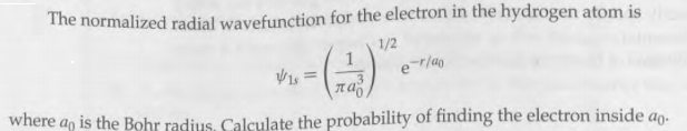 Solved The normalized radial wavefunction for the electron | Chegg.com