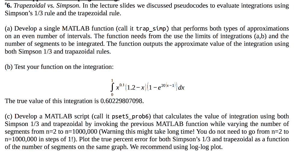 #6. Trapezoidal vs. Simpson. In the lecture slides we | Chegg.com