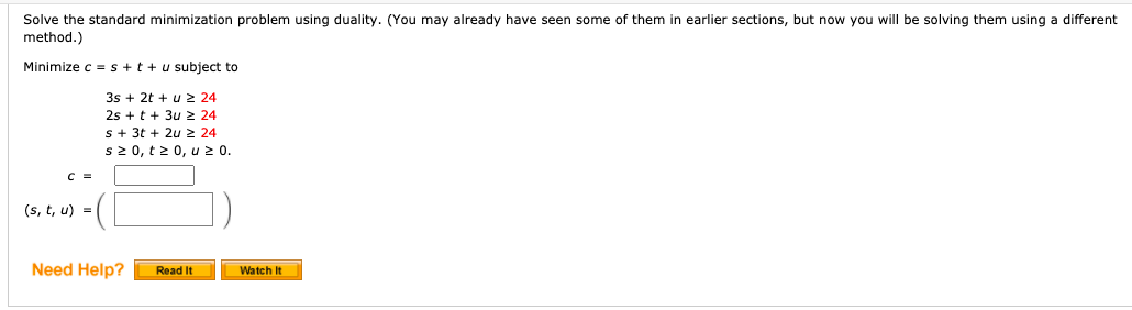 Solved Solve the standard minimization problem using | Chegg.com