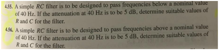 Solved 4.55. A simple RC filter is to be designed to pass | Chegg.com