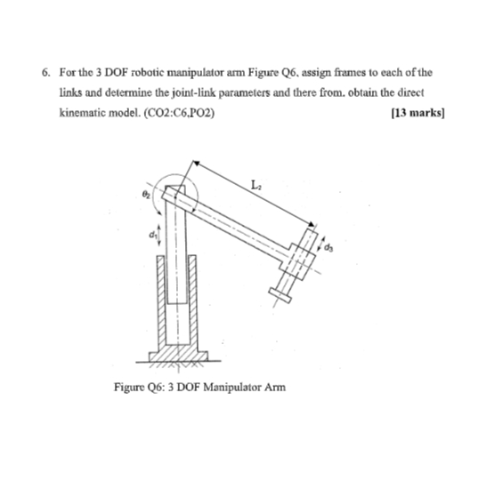 Solved 6. For the 3 DOF robotic manipulator arm Figure Q6. | Chegg.com