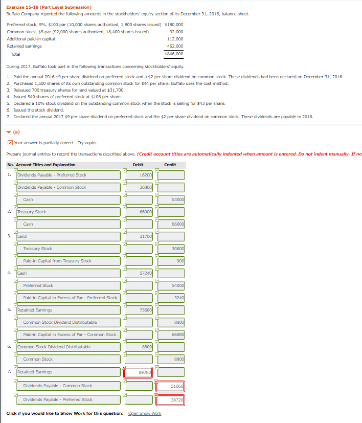 Solved Exercise 15-18 (Part Level Submission) Buffalo | Chegg.com