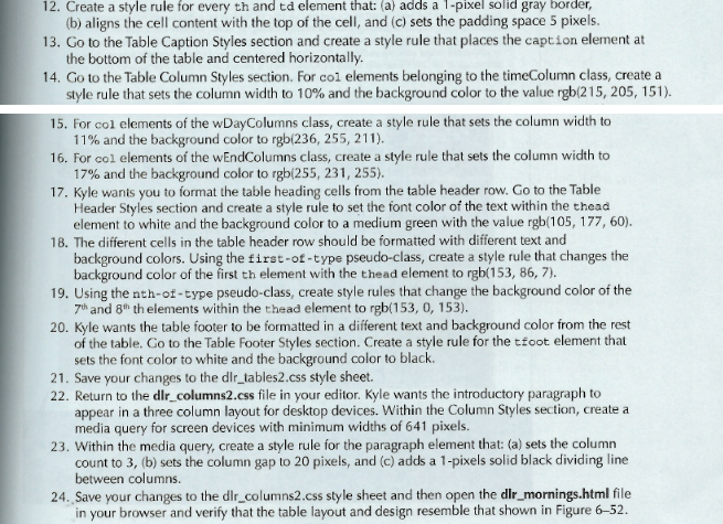 Solved 12. Create a style rule for every th and td element | Chegg.com