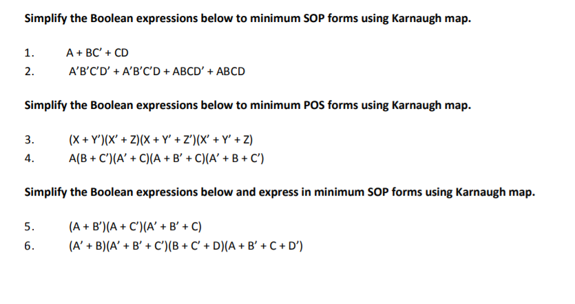 Solved Simplify the Boolean expressions below to minimum SOP | Chegg.com