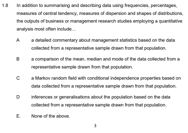 Solved 8 In addition to summarising and describing data | Chegg.com