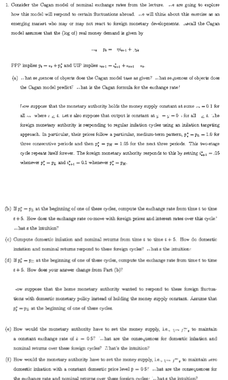 Solved Consider the Cagan model of ﻿nominal exchange rates | Chegg.com