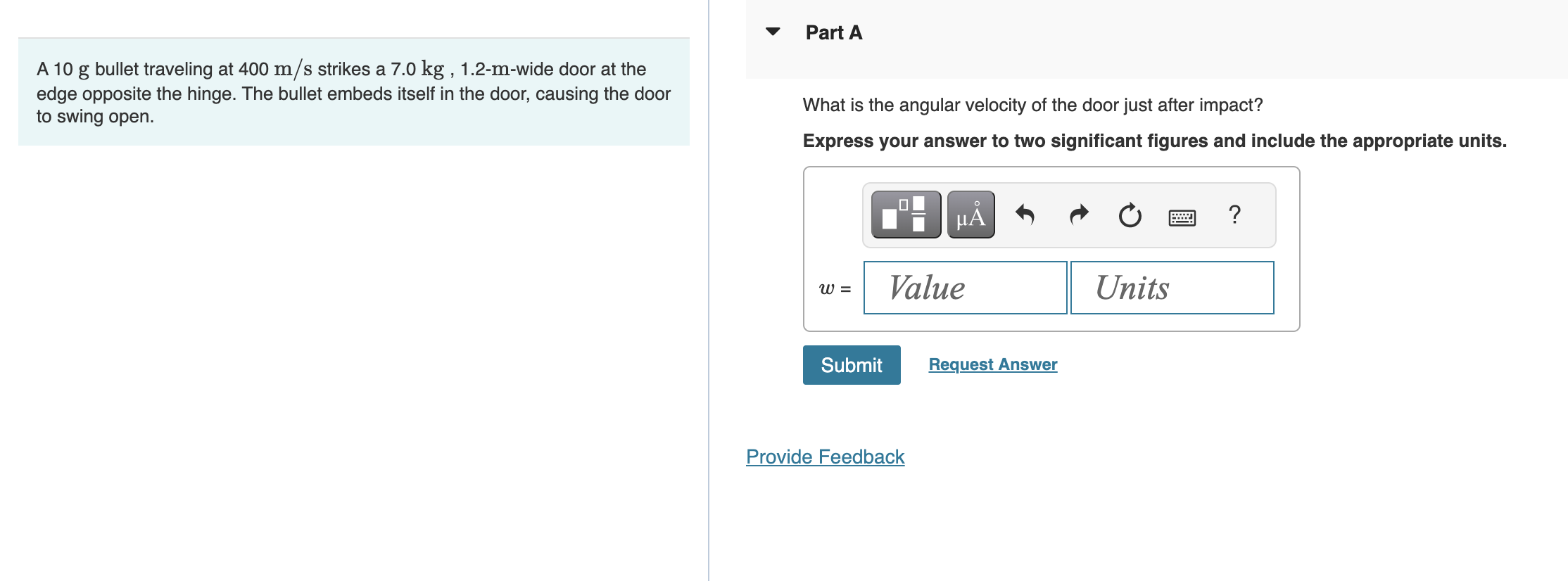 Solved A 10 g bullet traveling at 400 m/s strikes a 7.0 | Chegg.com
