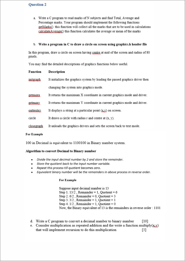 Solved Question 2 A Write A C Program To Read Marks Of N