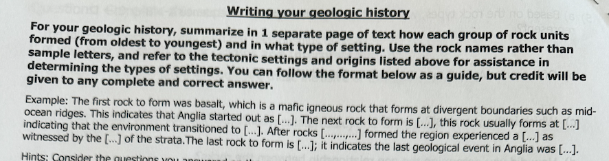 Solved Writing your geologic history For your geologic | Chegg.com