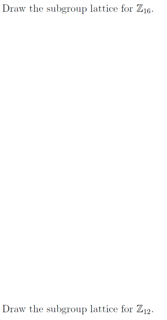 Solved Draw the subgroup lattice for Z16 Draw the subgroup | Chegg.com