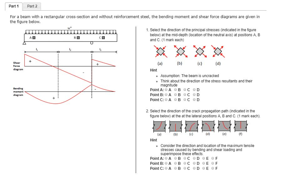 Solved Part 1 Part 2 For a beam with a rectangular | Chegg.com
