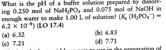 Solved What is the pH of a buffer solution prepared by | Chegg.com