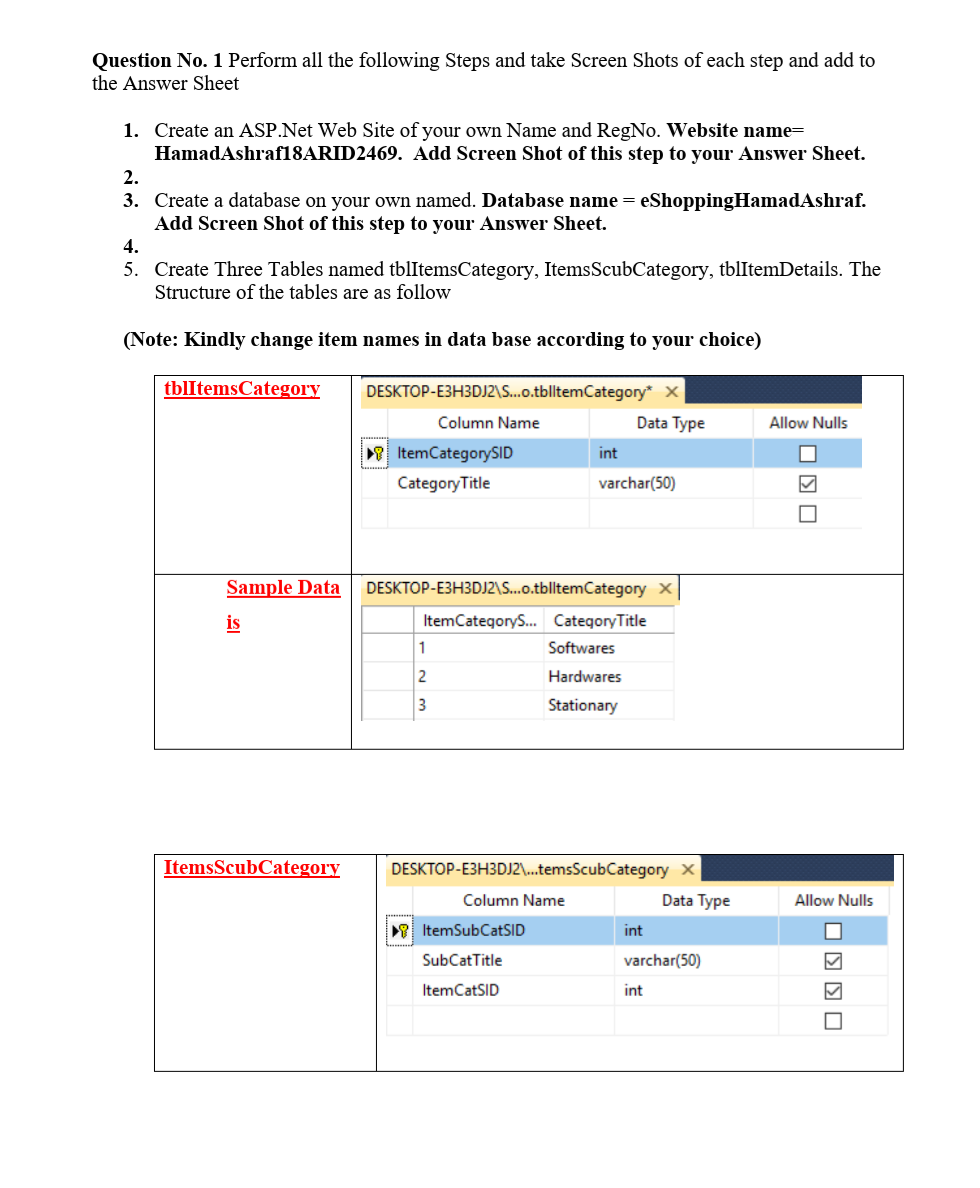 Solved Question No. 1 Perform all the following Steps and | Chegg.com