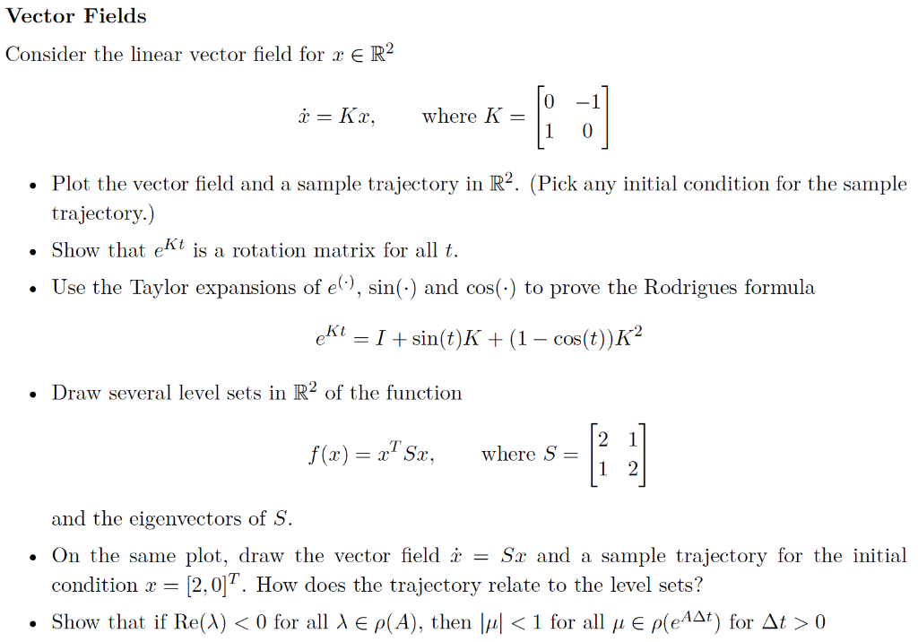 Vector Fields Consider the linear vector field for X | Chegg.com