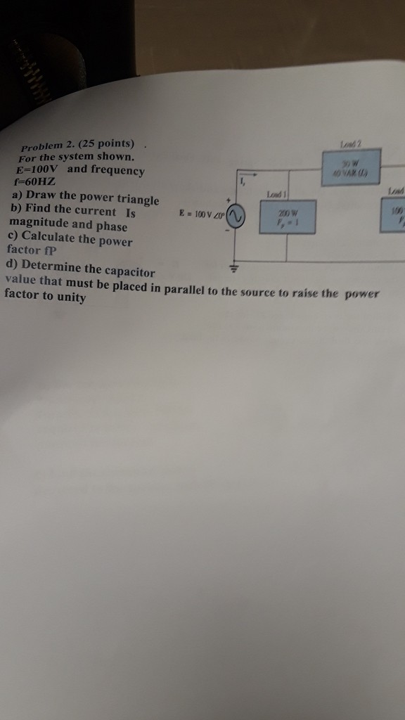 Solved Problem 2. (25 points). For the system shown. E-100V | Chegg.com