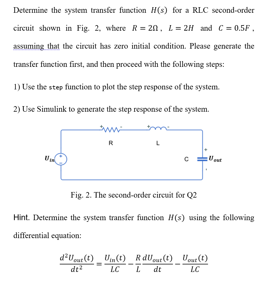 Solved Determine the system transfer function H(s) ﻿for a | Chegg.com
