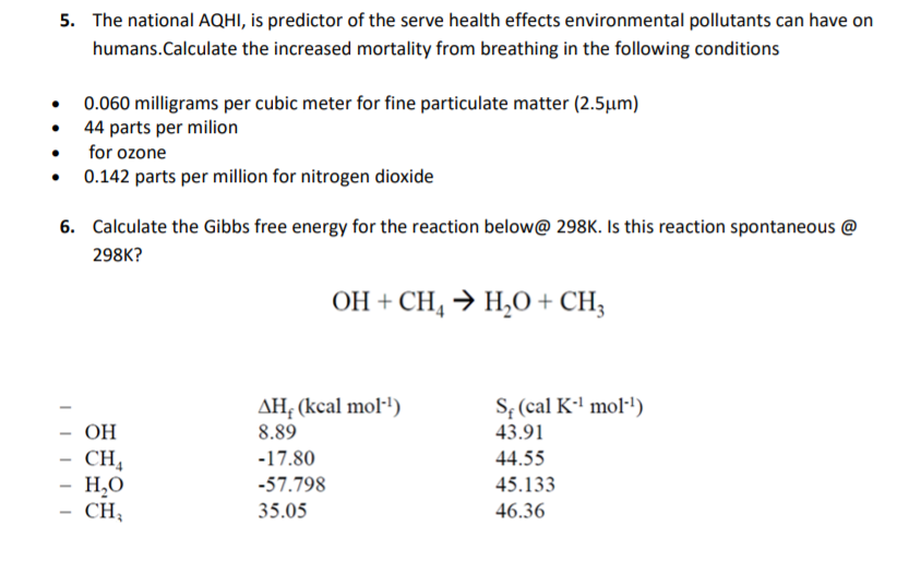 Solved 5. The national AQHI, is predictor of the serve | Chegg.com