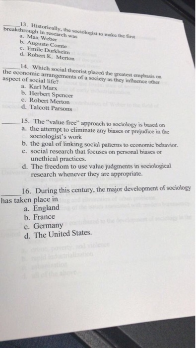 Solved Exam 2 Multiple-Choice 1. Sociology is the systematic | Chegg.com