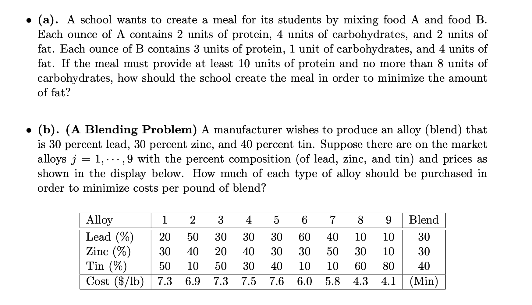 Solved • (a). A school wants to create a meal for its | Chegg.com