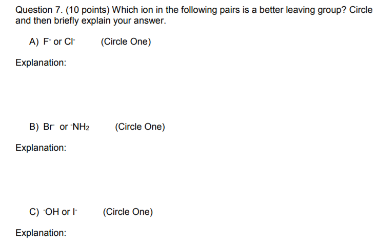Solved Question 7. (10 points) Which ion in the following | Chegg.com
