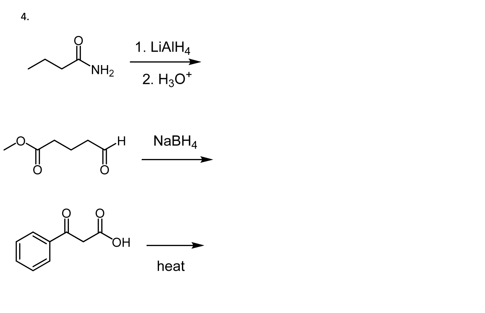 Solved 2. H3O+ LiAlH4 NaBH4 | Chegg.com