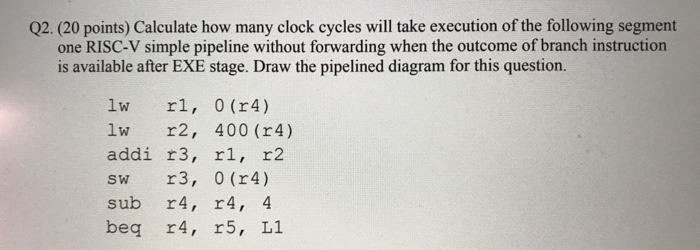 Solved Q2. (20 points) Calculate how many clock cycles will | Chegg.com